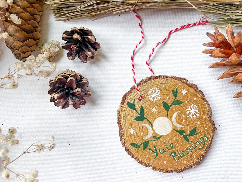 Hand-painted Yule Tree Decorations: Triple Goddess Pagan Yule Tree ...