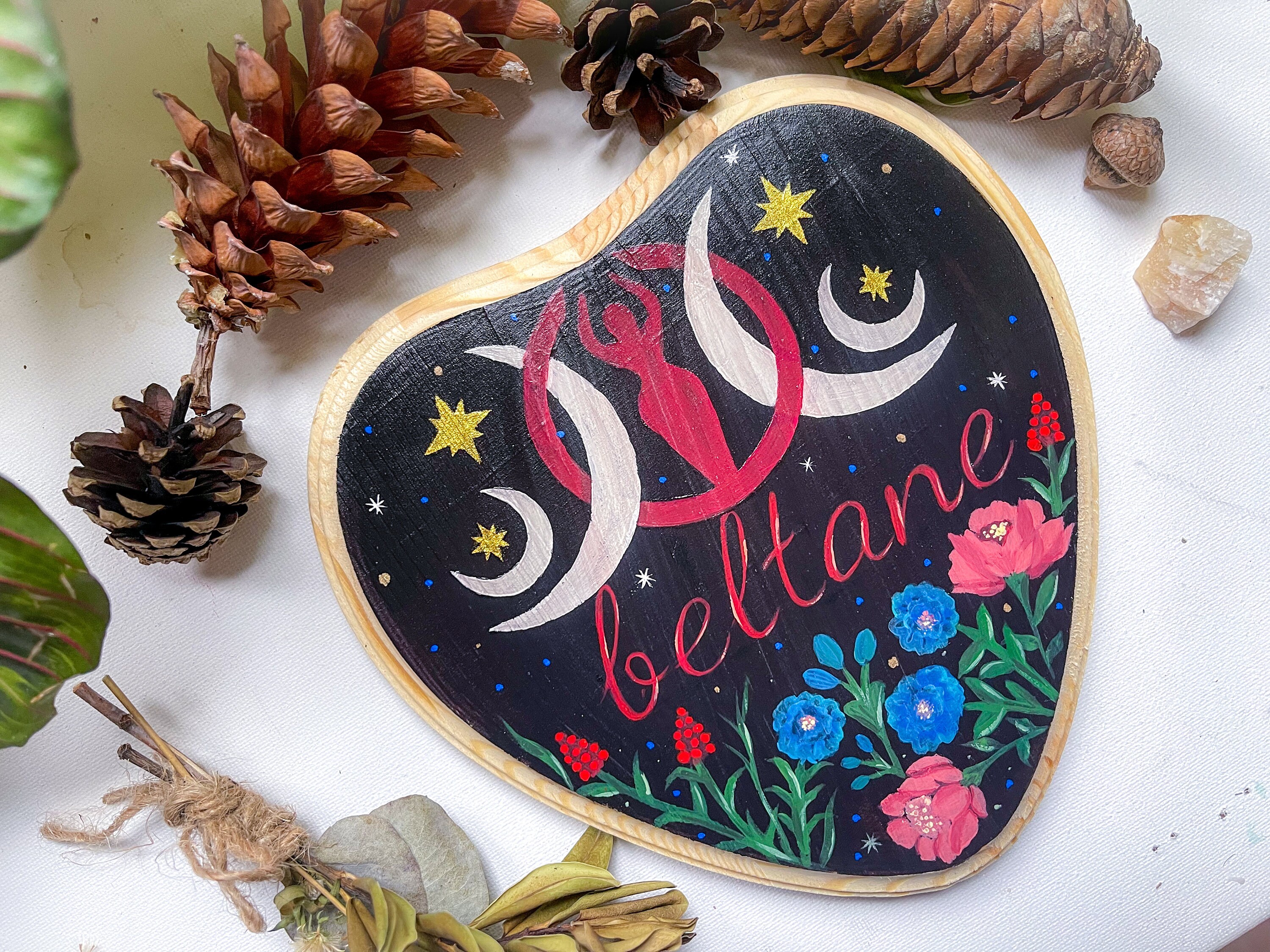 Beltane Moon Goddess Altar Hand-painted Ornament & Home Decor | Beltane ...