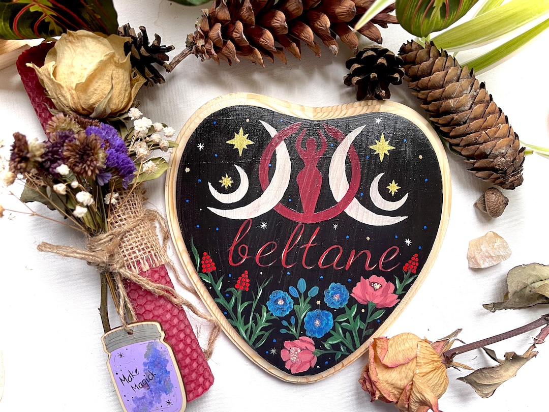 Beltane Altar Herbal Candle & Moon Goddess Altar Hand-painted Ornament ...