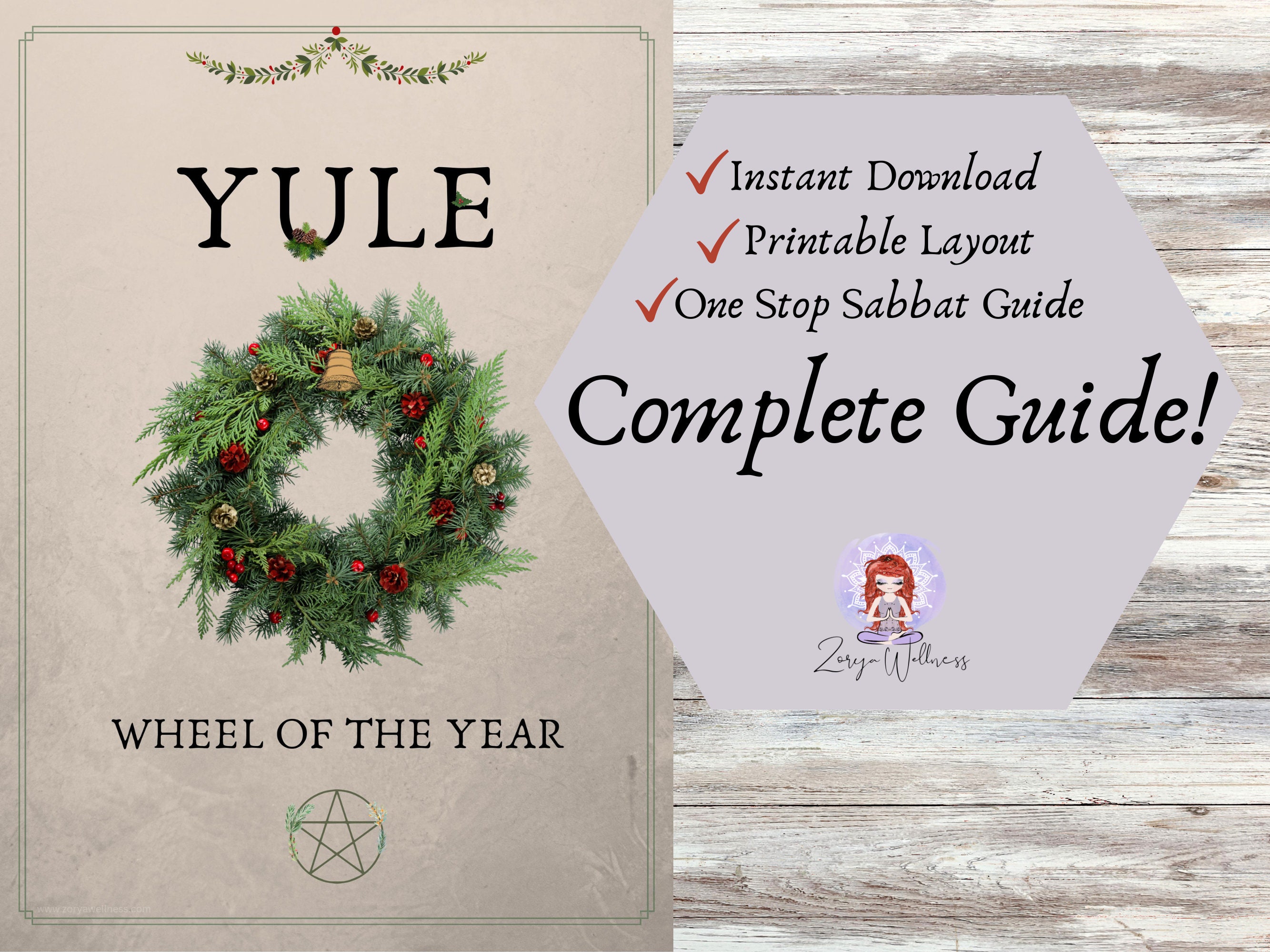 Yule Printable Guide Antique Style: Wheel of the Year Grimoire Pages ...