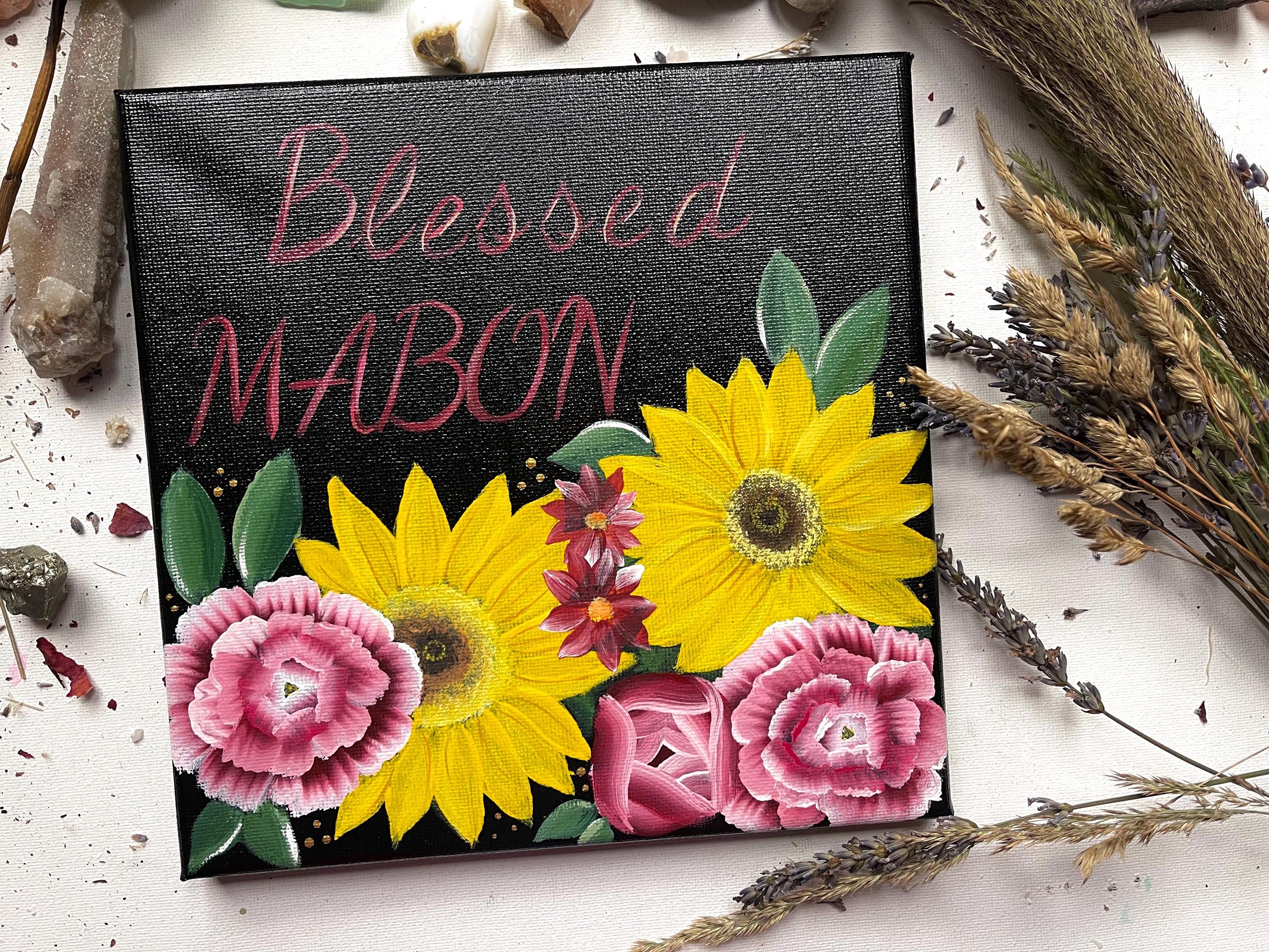 Blessed Mabon Hand-painted Floral Altar or Wall Art – Autumn Equinox ...