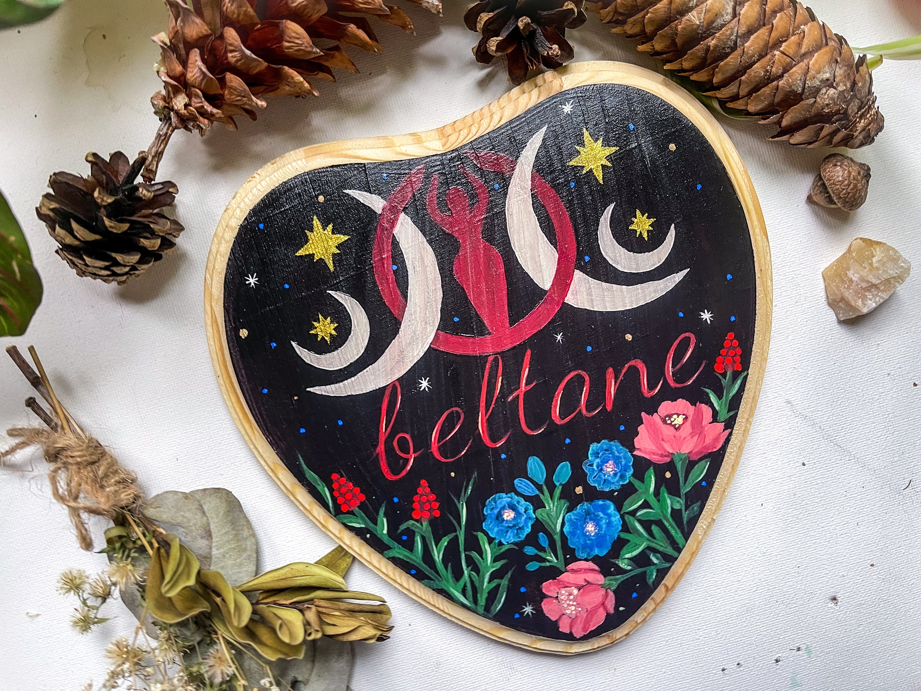 Beltane Moon Goddess Altar Hand-painted Ornament & Home Decor | Beltane ...