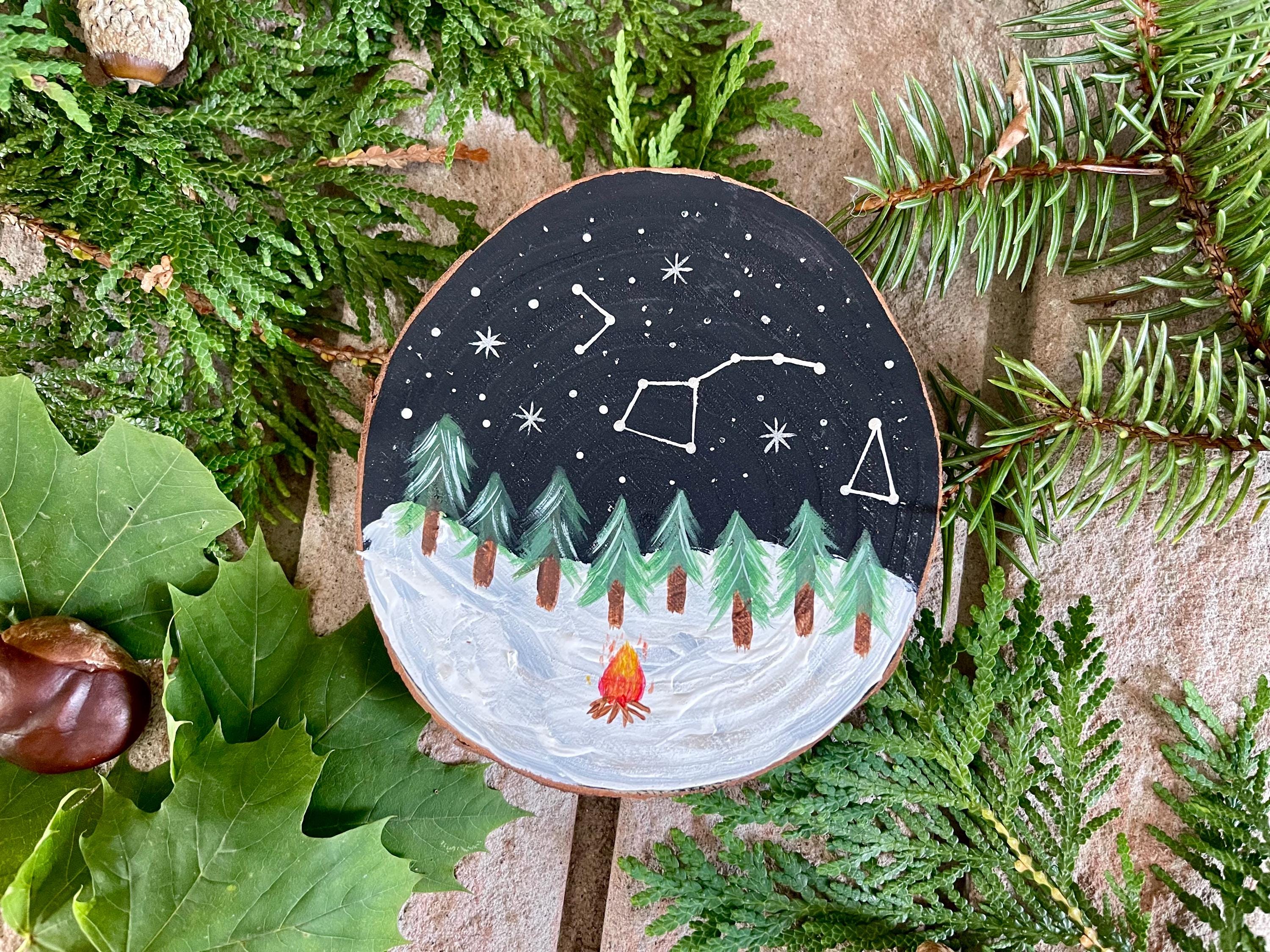 Hand-painted Wood Yule Tree Decoration: Astrological Constellations ...