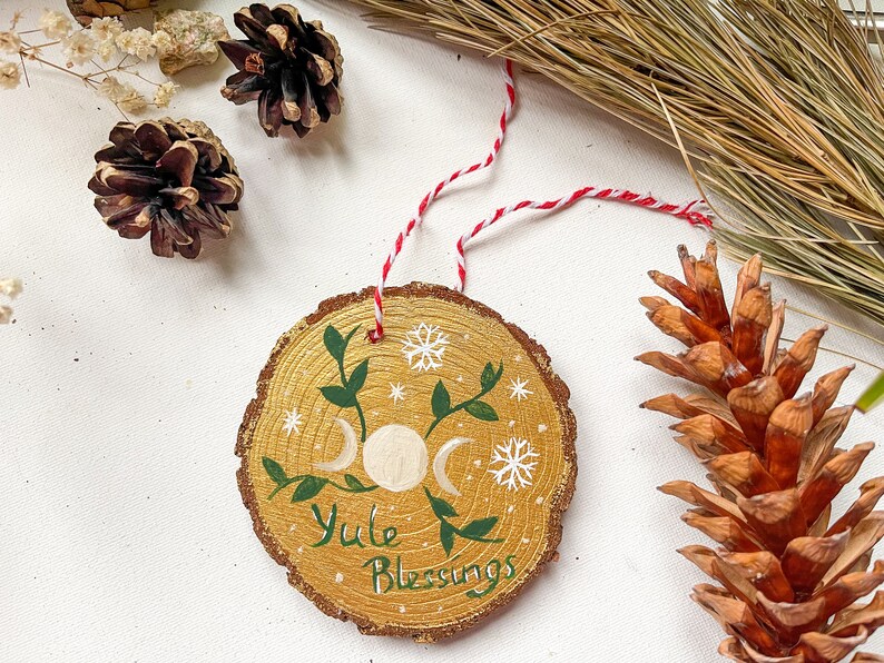 Hand-painted Yule Tree Decorations: Triple Goddess Pagan Yule Tree ...