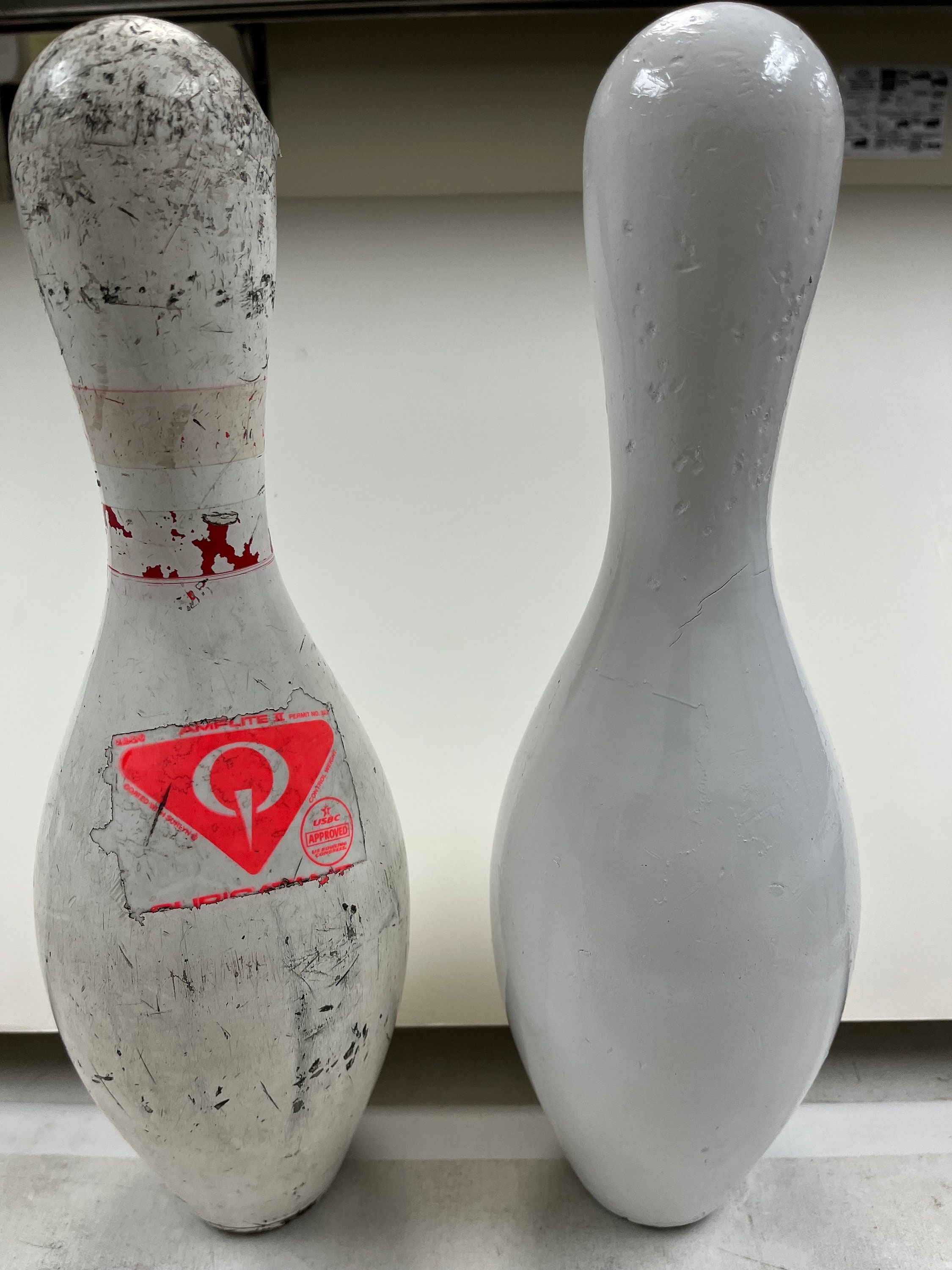 1 Re-painted All White Authentic Bowling Pin. Used in a Bowling Center ...