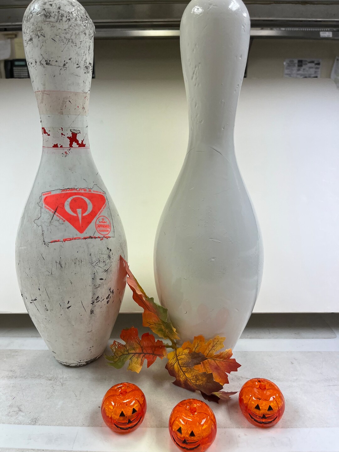 1 Re-painted All White Authentic Bowling Pin. Used in a Bowling Center ...