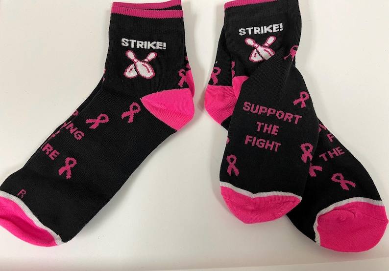 Bowling Socks: Strike Motif - Pink, or Black/pink Fight Breast Cancer ...