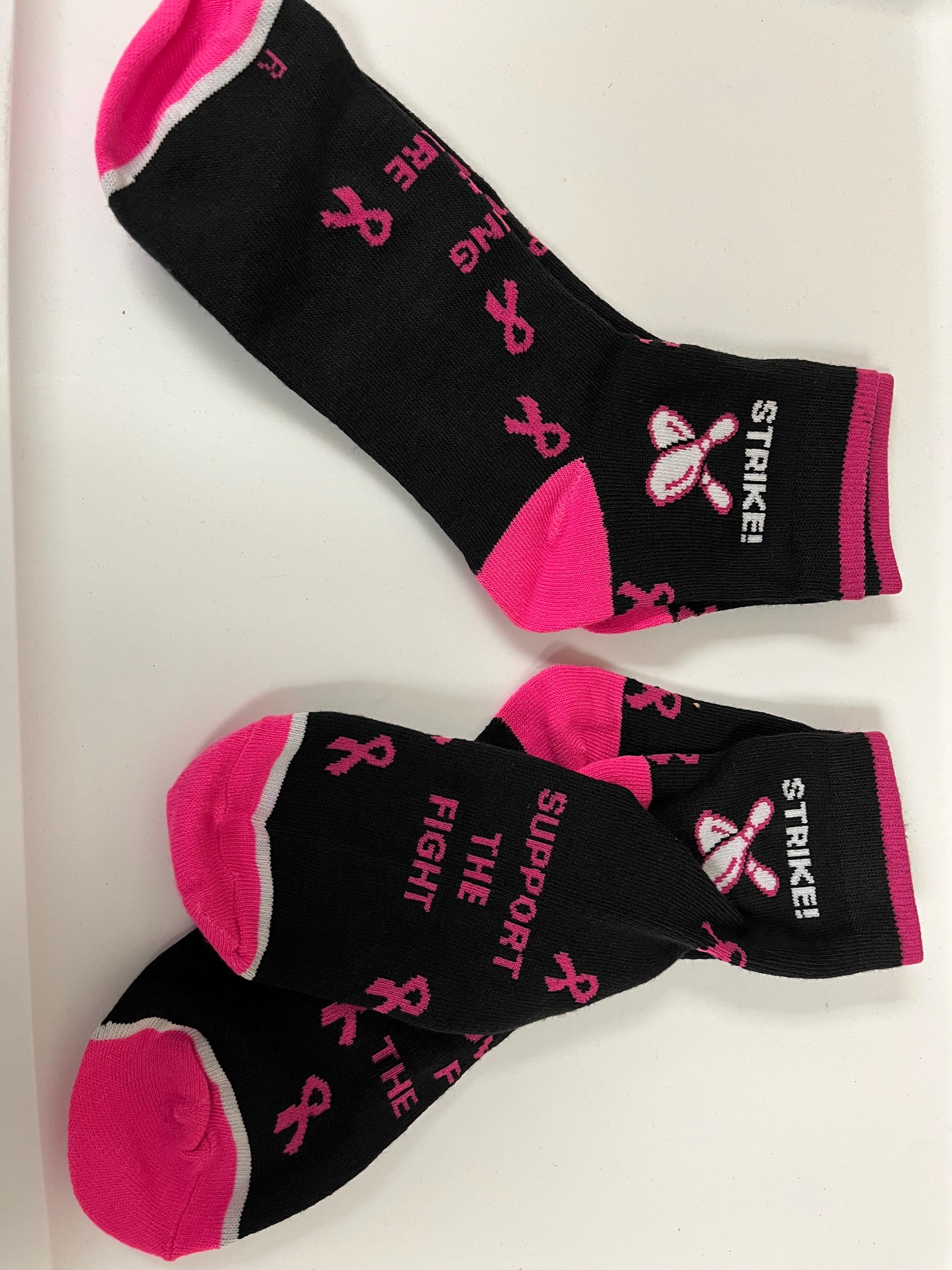 Bowling Socks: Strike Motif - Pink, or Black/pink Fight Breast Cancer ...