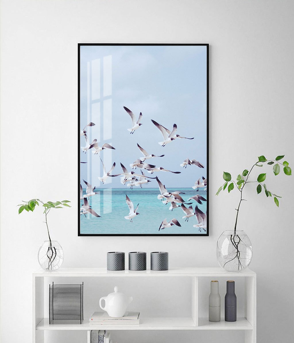 3 sets of sea wave print Seagull printable blue seascape | Etsy