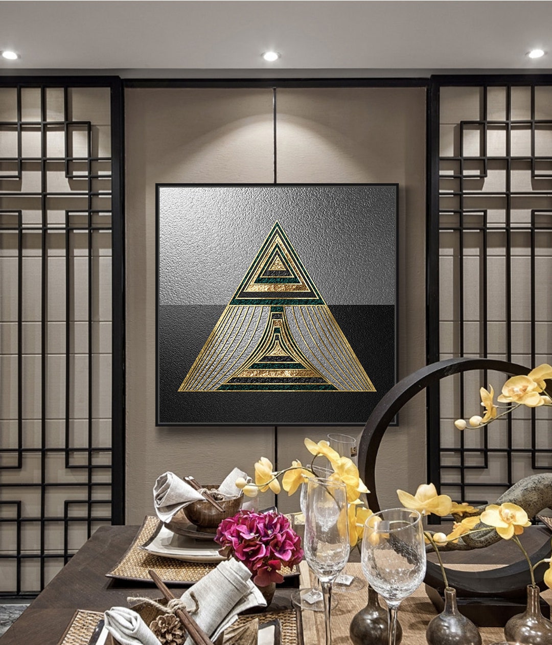 Digital Printable Symmetric Geometry Gold Lines Print, Sacred Geometry ...