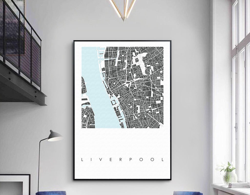 Kunst LIVERPOOL CITY MAP POSTER PRINT MODERN CONTEMPORARY CITIES TRAVEL ...