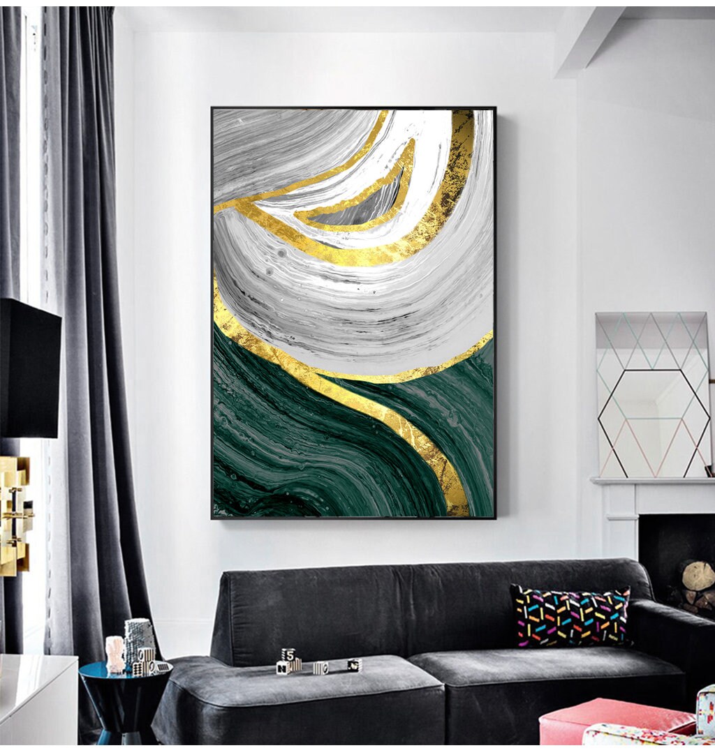 Abstract Canvas Painting Light Luxury Golden Texture Wall Art Posters ...
