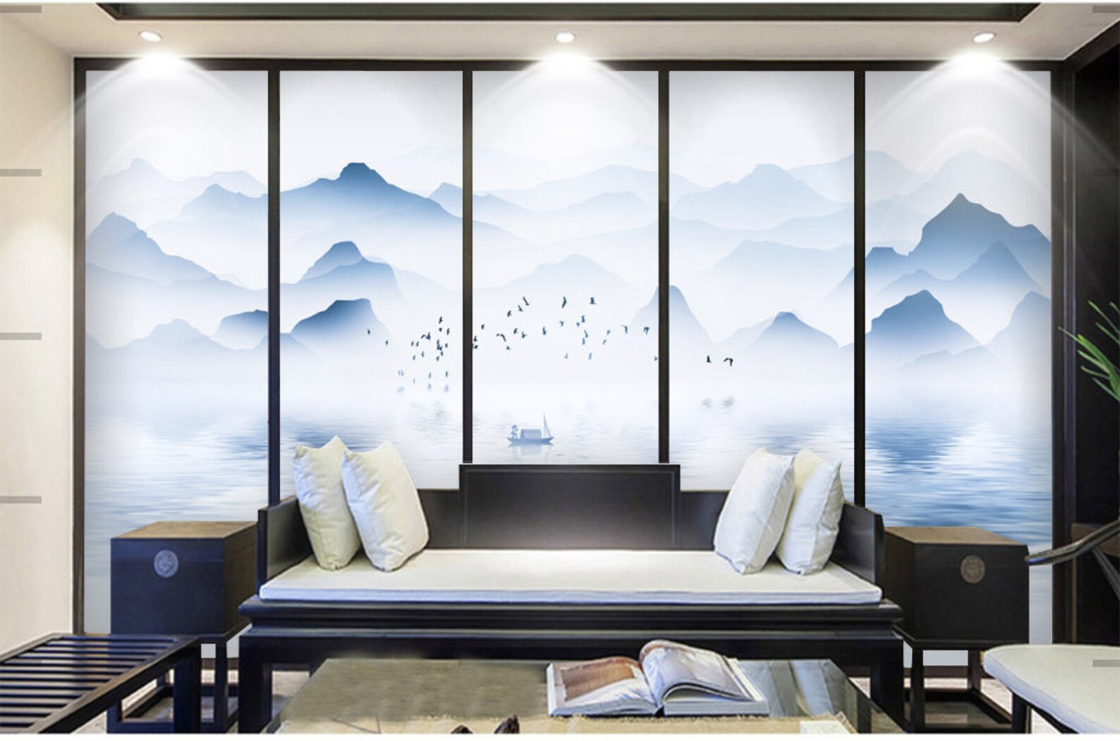 Oriental Artwork Light Blue Shanshui Wall Art Chinese Style | Etsy