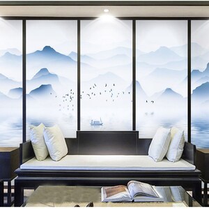 Oriental Artwork Light Blue Shanshui Wall Art Chinese Style - Etsy