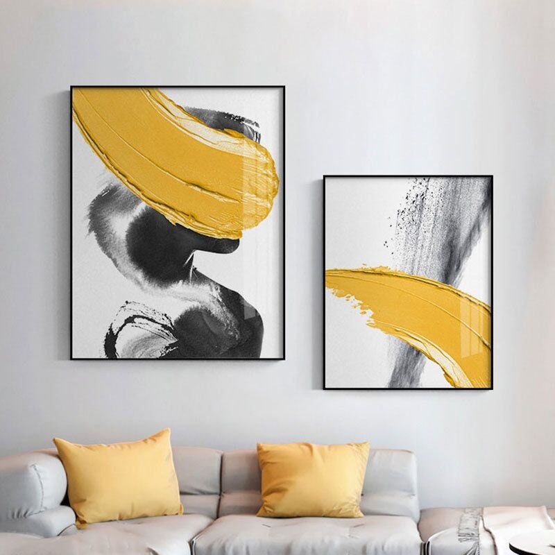 Printable Orange Gold Abstract Poster Yellow Gray Wall Print | Etsy