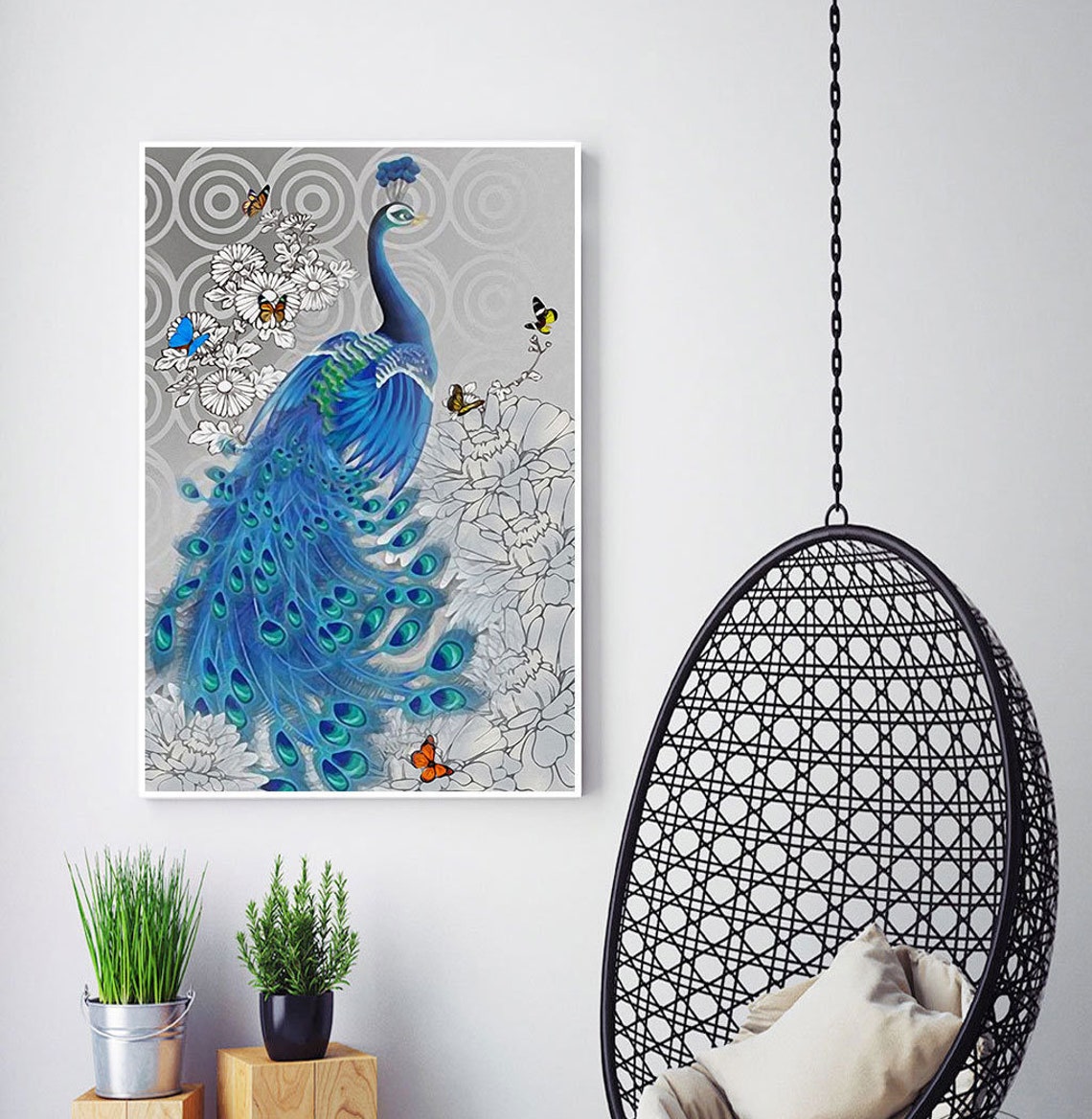 3 Sets of Peacock Decor Printable Peacock Wall Decal Peacock - Etsy