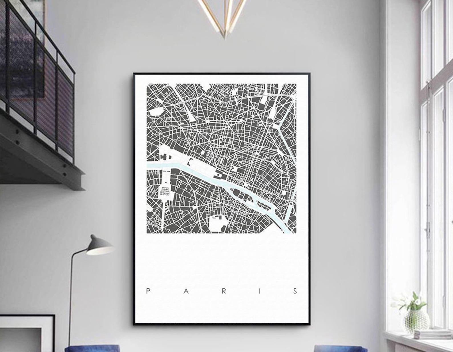Custom City Map, Map of Pairs Poster, Scandinavian Print, Printable Art ...