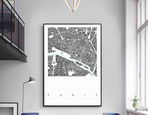 Custom City Map Map of Pairs Poster Scandinavian Print | Etsy
