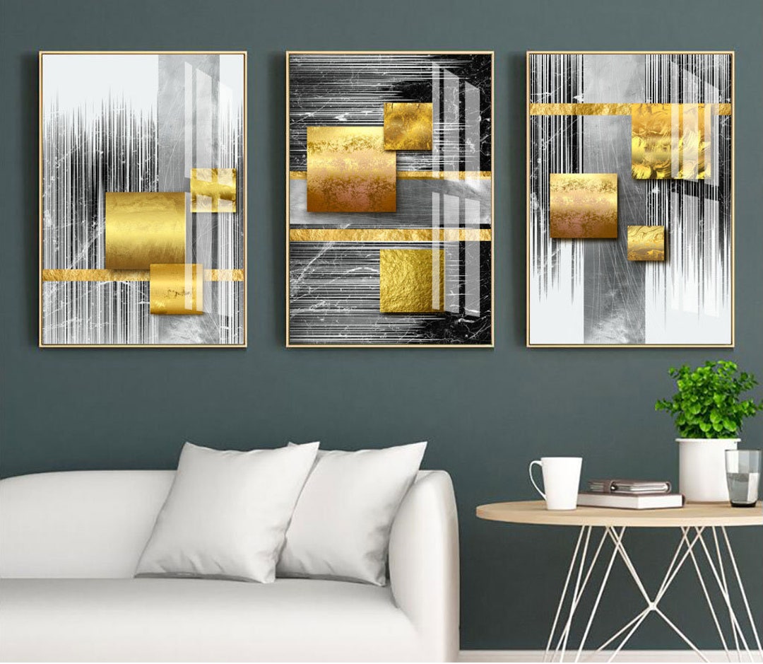 3 Sets Modern Light Luxury Paper Decoration Simple Black Gold Line ...