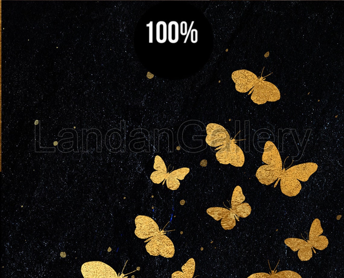 Printable Glitter Gold Butterfly Wall Art Canvas Painting, Nordic ...