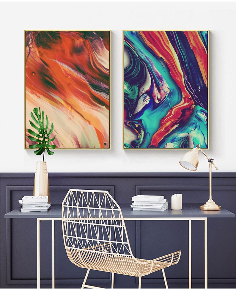 2 Sets of colorful abstract texture living room decor Hotel | Etsy