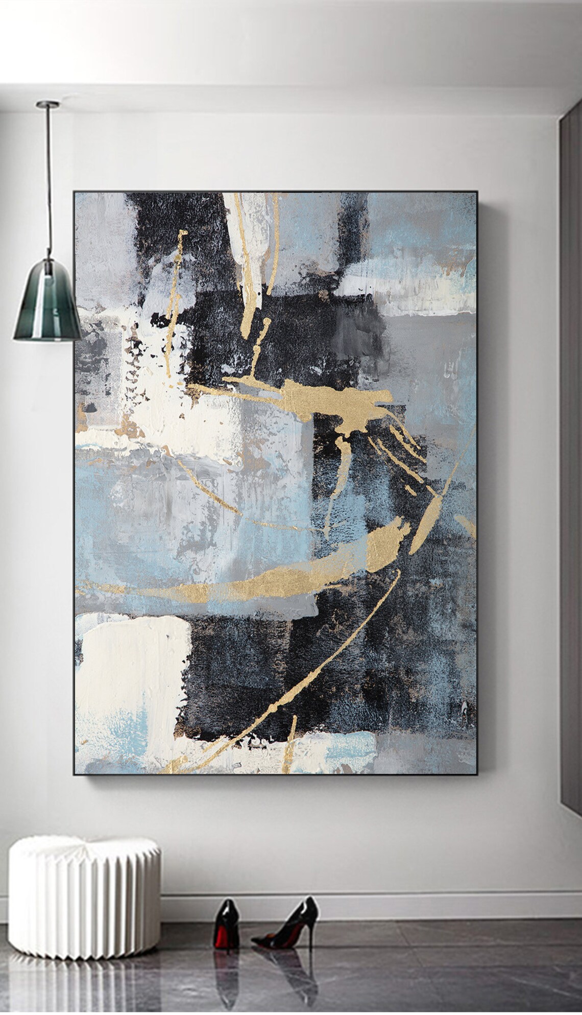 Abstract Black and Gold Foil Wall Art Printable Instant | Etsy