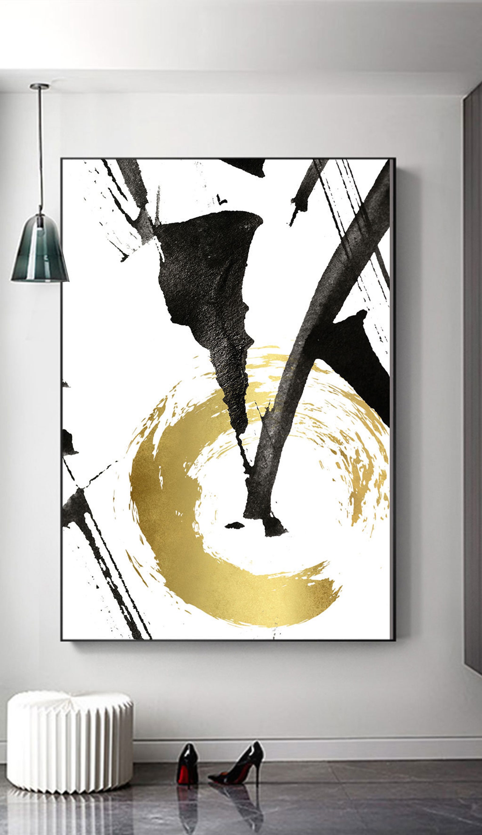 Abstract Gold Foil Print, Black and Gold, Modern Wall Art Printable ...