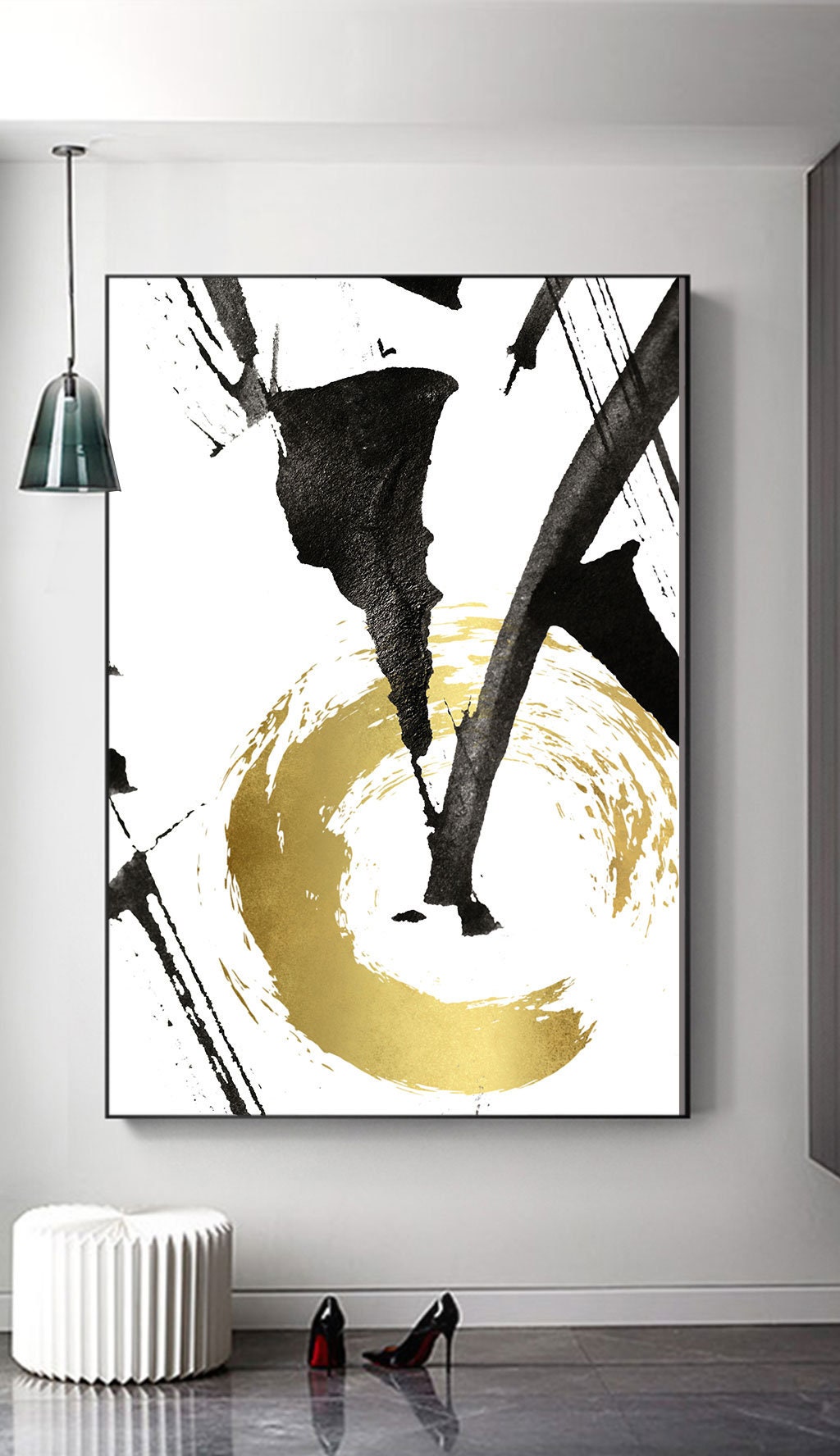 Abstract Gold Foil Print Black and Gold Modern Wall Art - Etsy