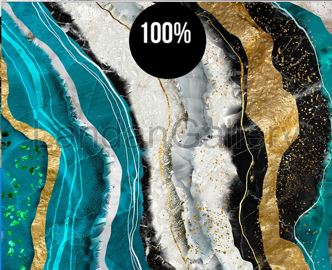 Abstract Sea Wave Gold Foil Instant Download Printable Home | Etsy