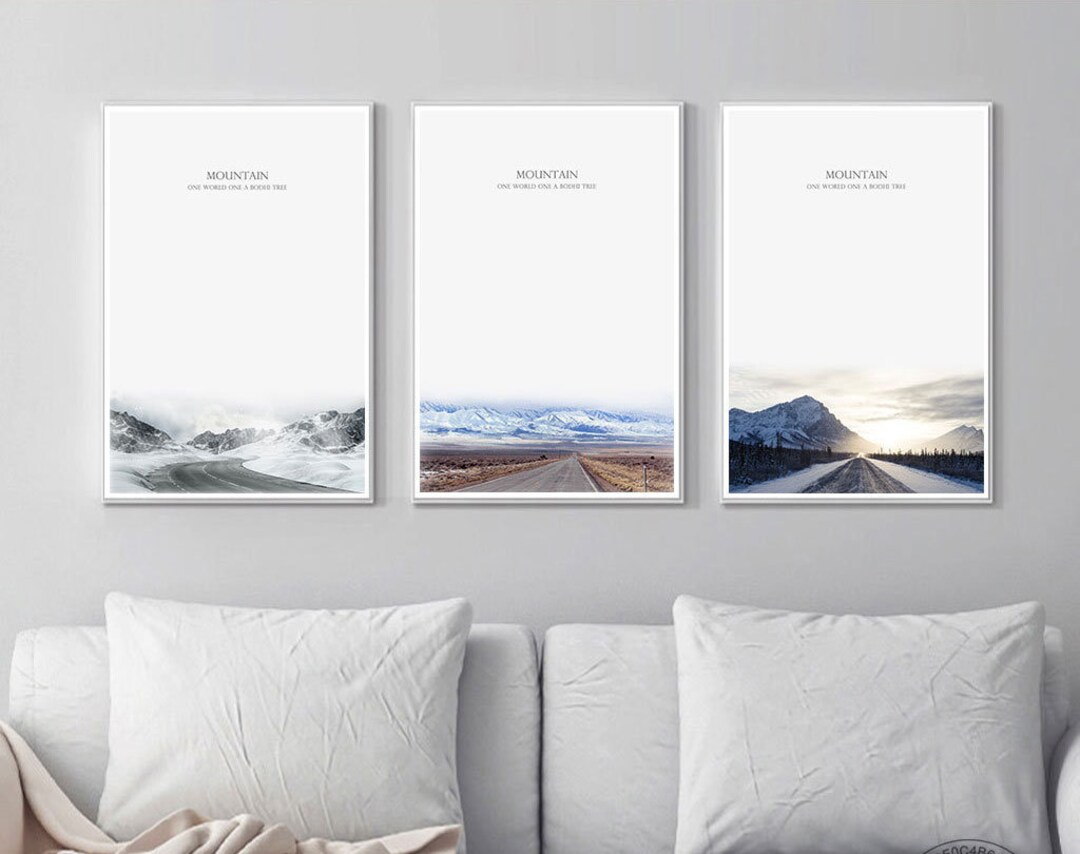 3 Sets of Open Mountain Road Print, Scandinavian Print Home Decor, Wall ...