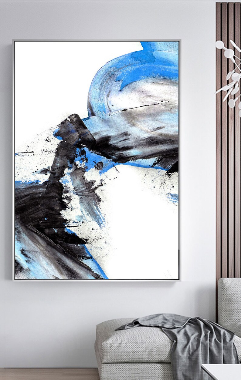 Original Oriental Ink Art Modern Abstract Blue Simple Print - Etsy
