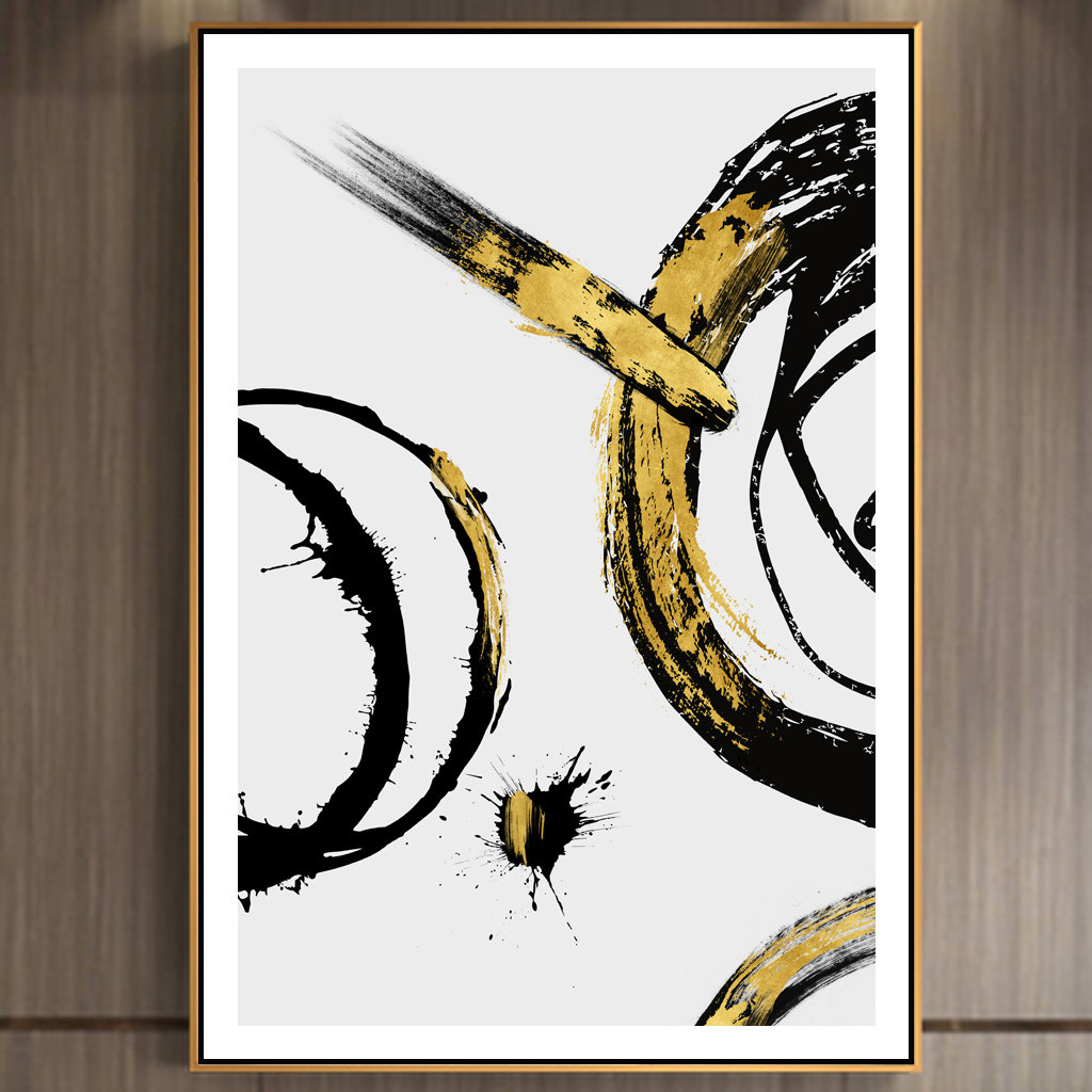 Original Chinese Calligraphy Mixed Gold Foil Drop, Golden Brush, Bold ...