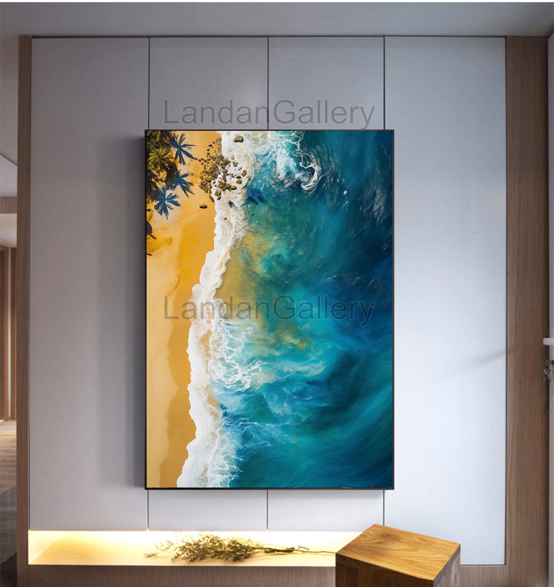 Wall Art Printable, Digital Artwork, Aerial Seascapes With Gold Hues ...