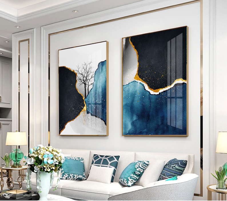 2 Piece Wall Art 2 Sets Printable Wall Painting Ideas Blue - Etsy