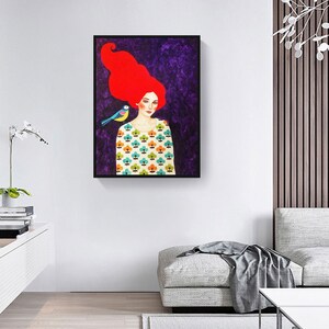 Abstract Girl With Red Hair Printable, Beautiful Woman Girl Model ...