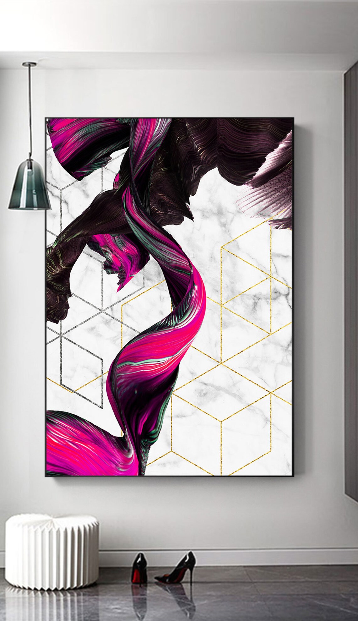 Pink Purple Abstract Lines Printable Art Geometric Decor | Etsy