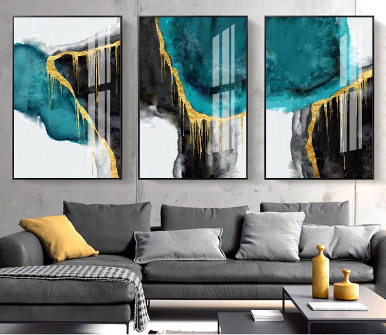 Set of 3 Abstract Painting Instant Downloadlarge Home Décor - Etsy