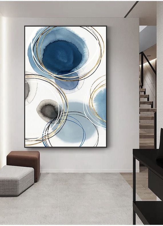 Printable Art Blue Abstract Circle Background Watercolor - Etsy
