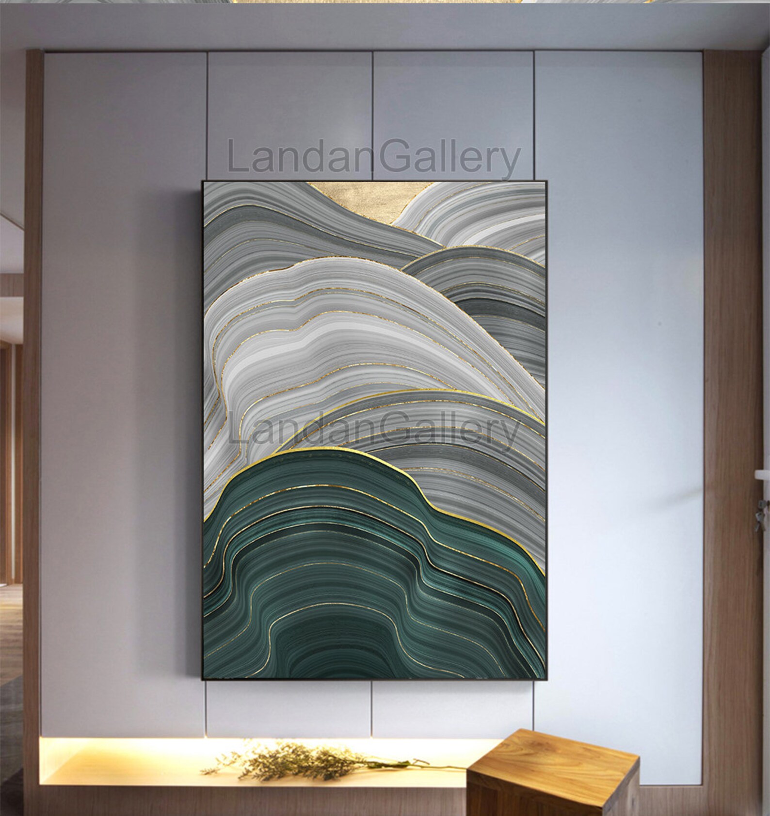 Green Gold Line Abstract Download Printable, Luxury Home Decor, Office ...