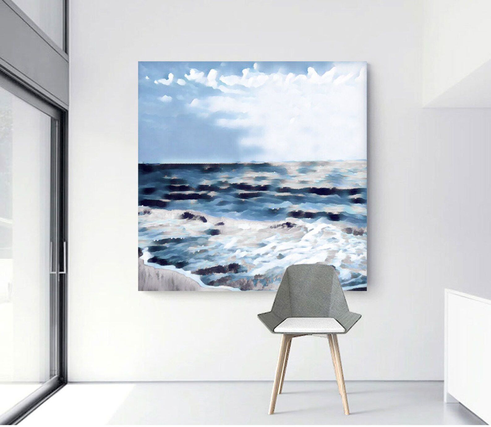 Abstract Beach Square Painting Oil Print Beach Print Ocean - Etsy