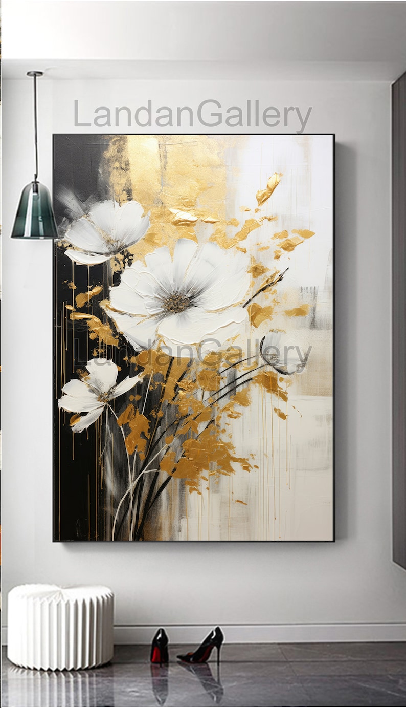 Digital Printable Gold and White Paintings in the Style of - Etsy