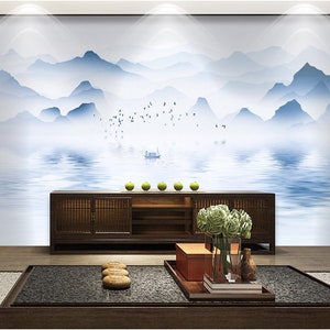 Oriental Artwork Light Blue Shanshui Wall Art Chinese Style - Etsy