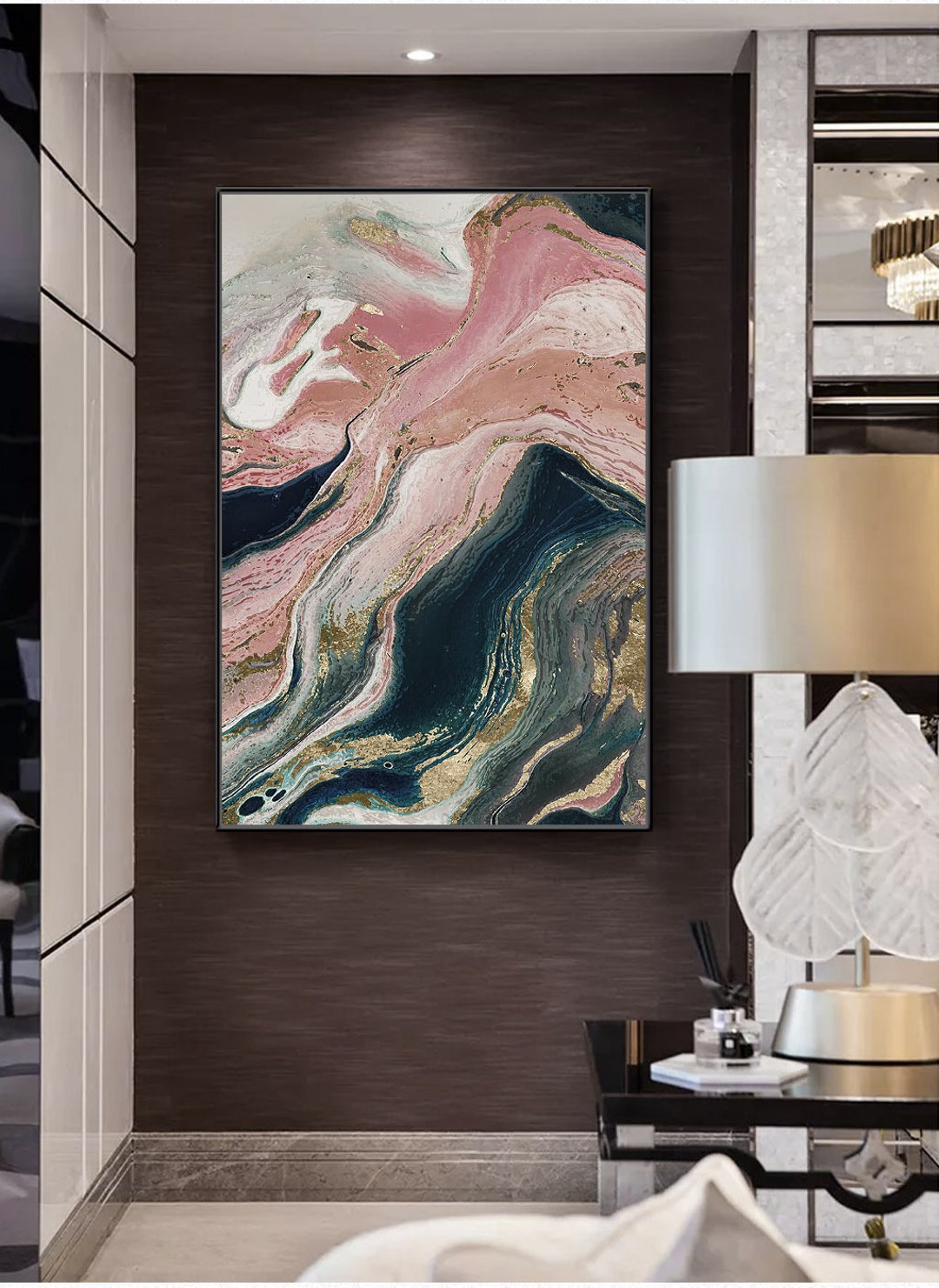 Blue Red Beige Marble Texture, Wall Art, Color Mix, Art Print, Old Foil ...