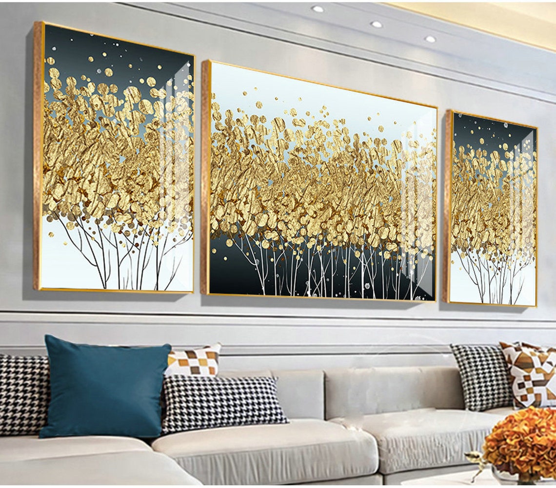 Printable Golden Tree Abstract Painting Falling Leafs Extra - Etsy