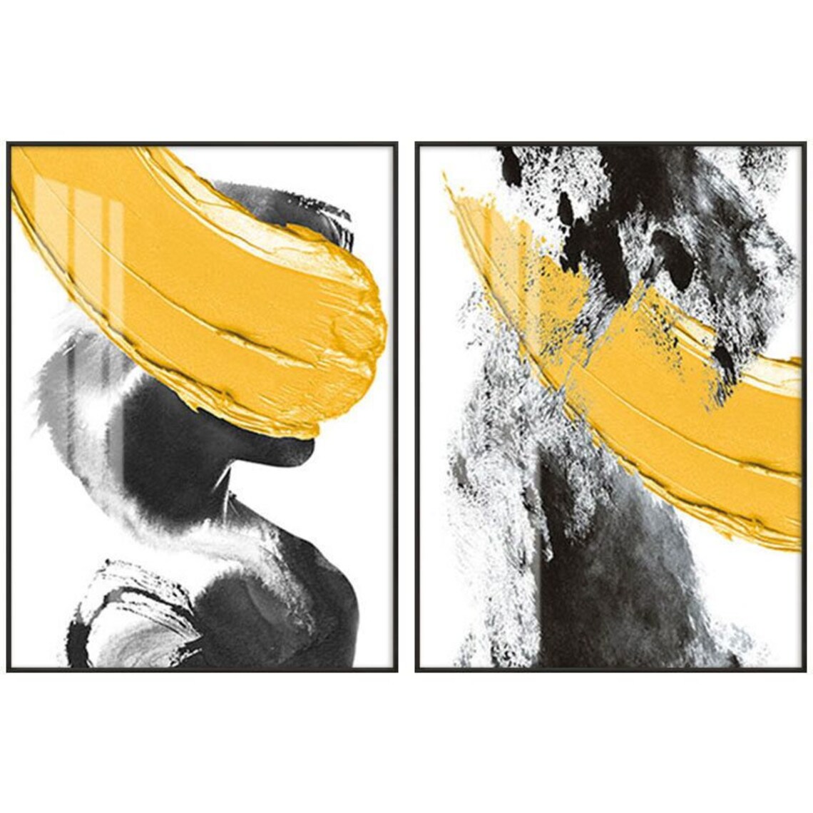 Printable Orange Gold Abstract Poster Yellow Gray Wall Print | Etsy