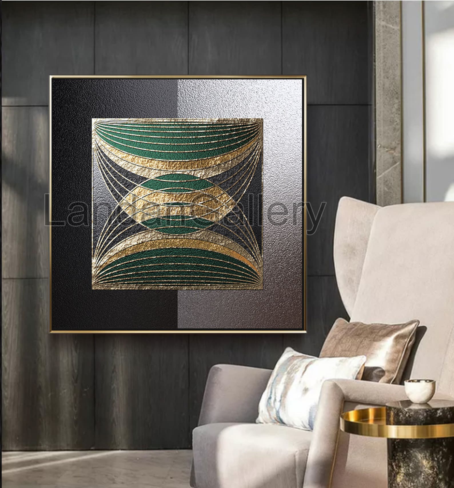 Luxury Gold Foil Abstract Square Wall Art Printable, Sliver Glitter ...