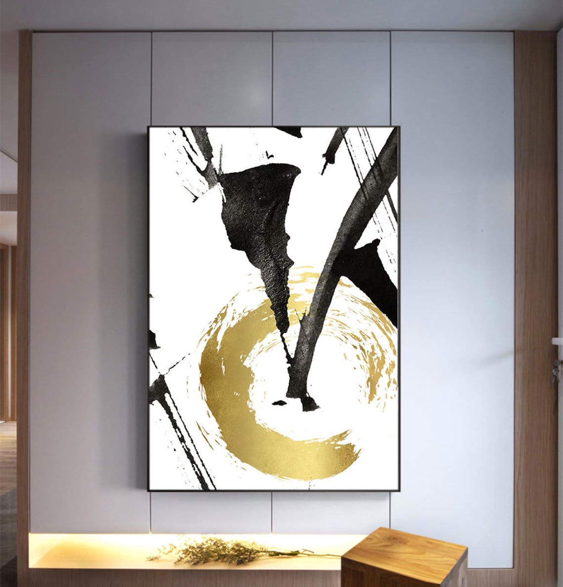 Abstract Gold Foil Print, Black and Gold, Modern Wall Art Printable ...