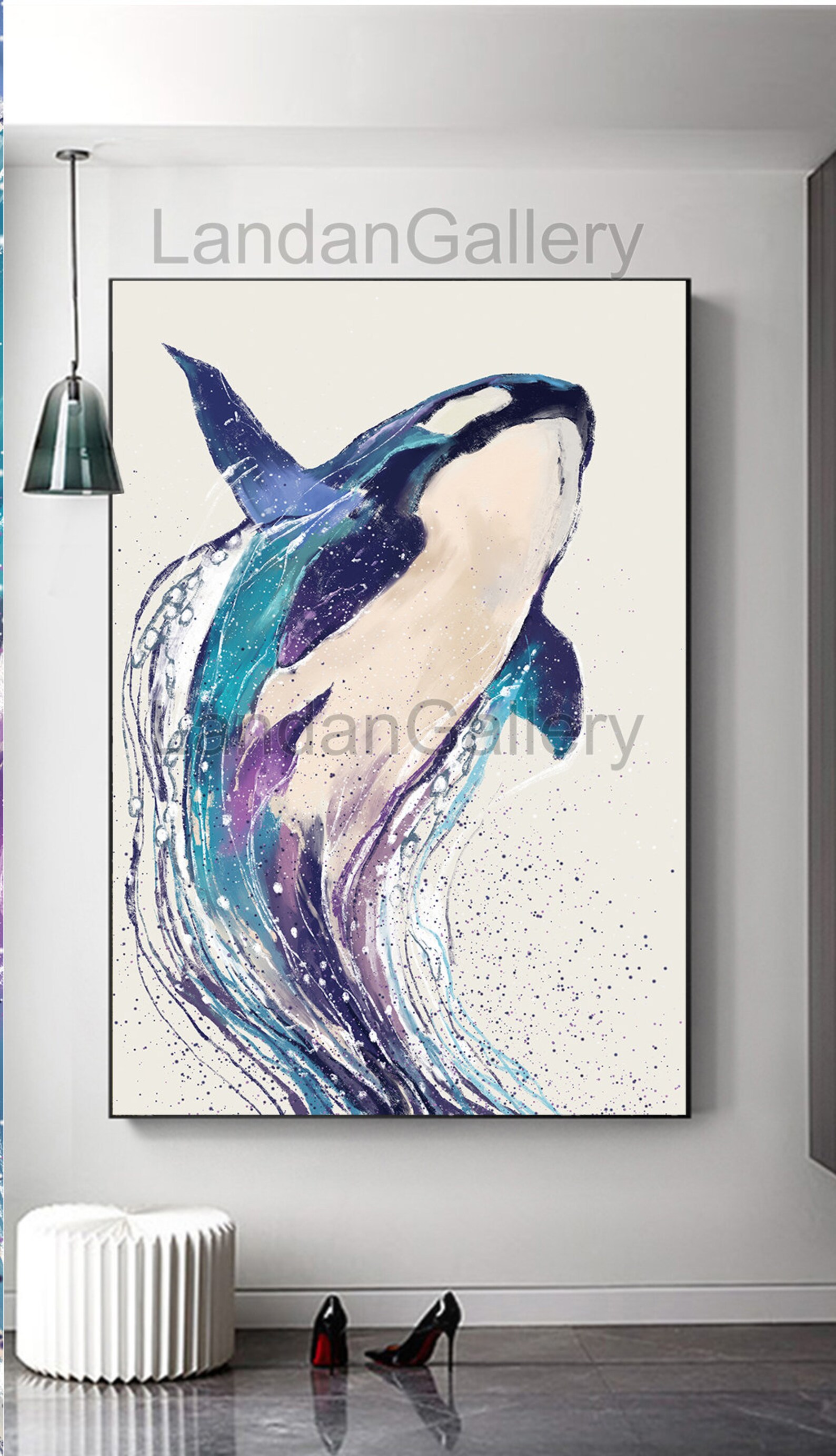 Watercolor splash Whale wall art printable abstract Whale | Etsy