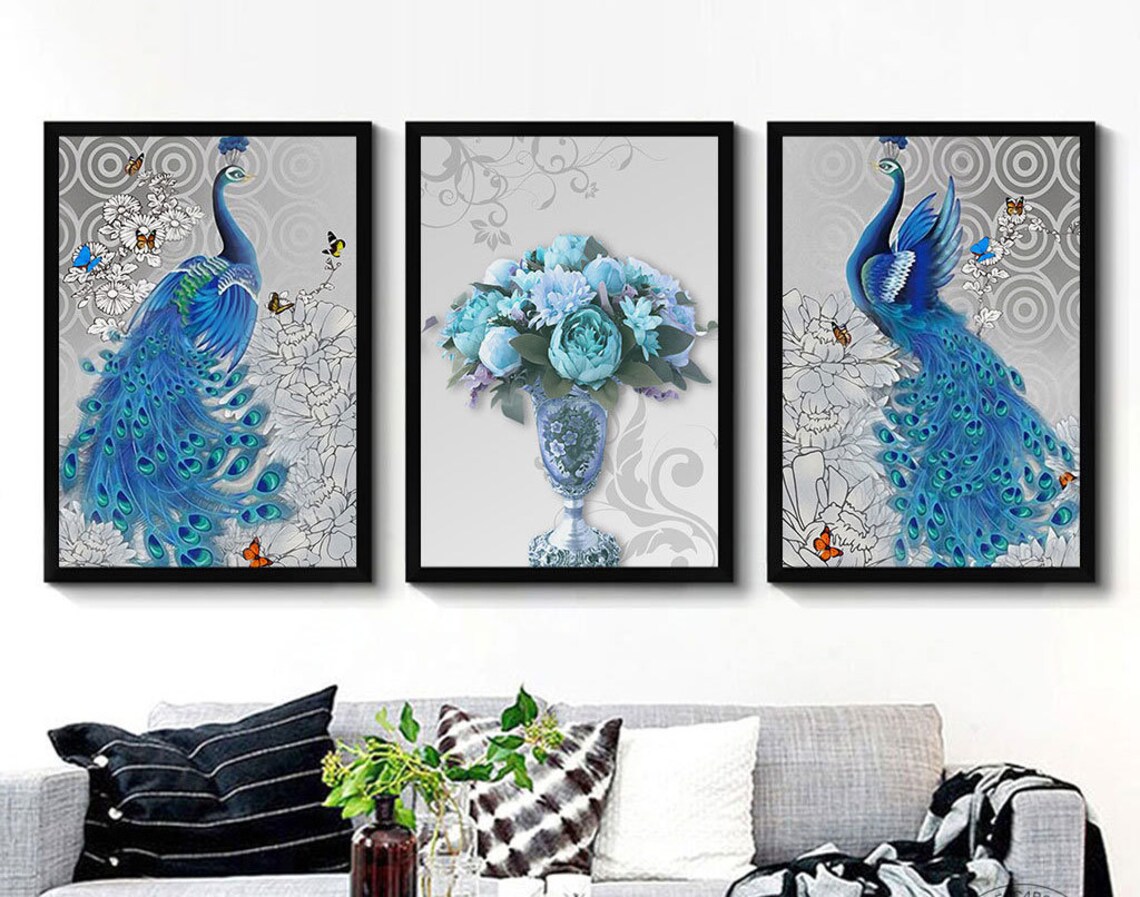 3 Sets of Peacock Decor Printable Peacock Wall Decal Peacock - Etsy