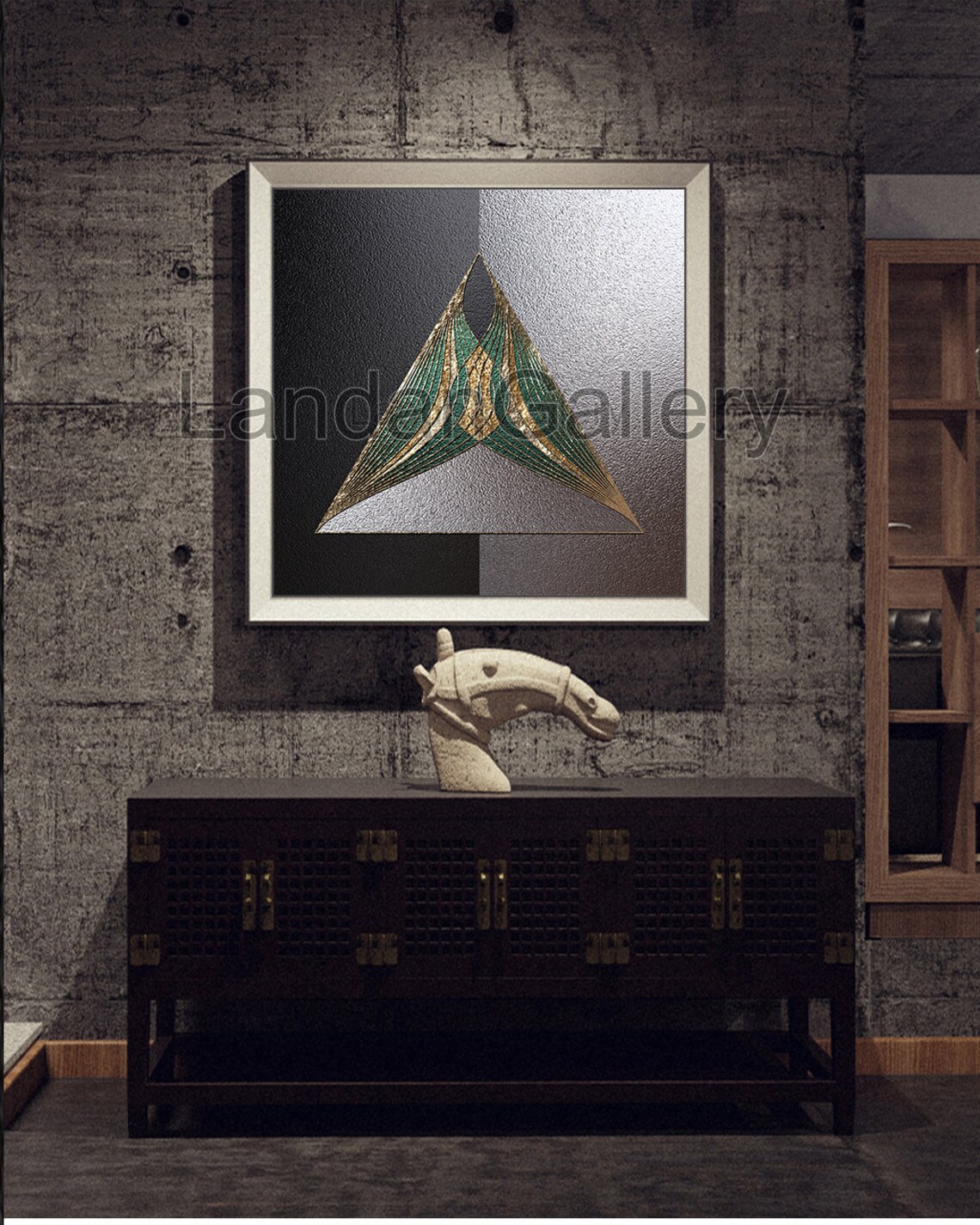 Luxury Metallic Luster Square Wall Art Printable, Triangle Pattern ...